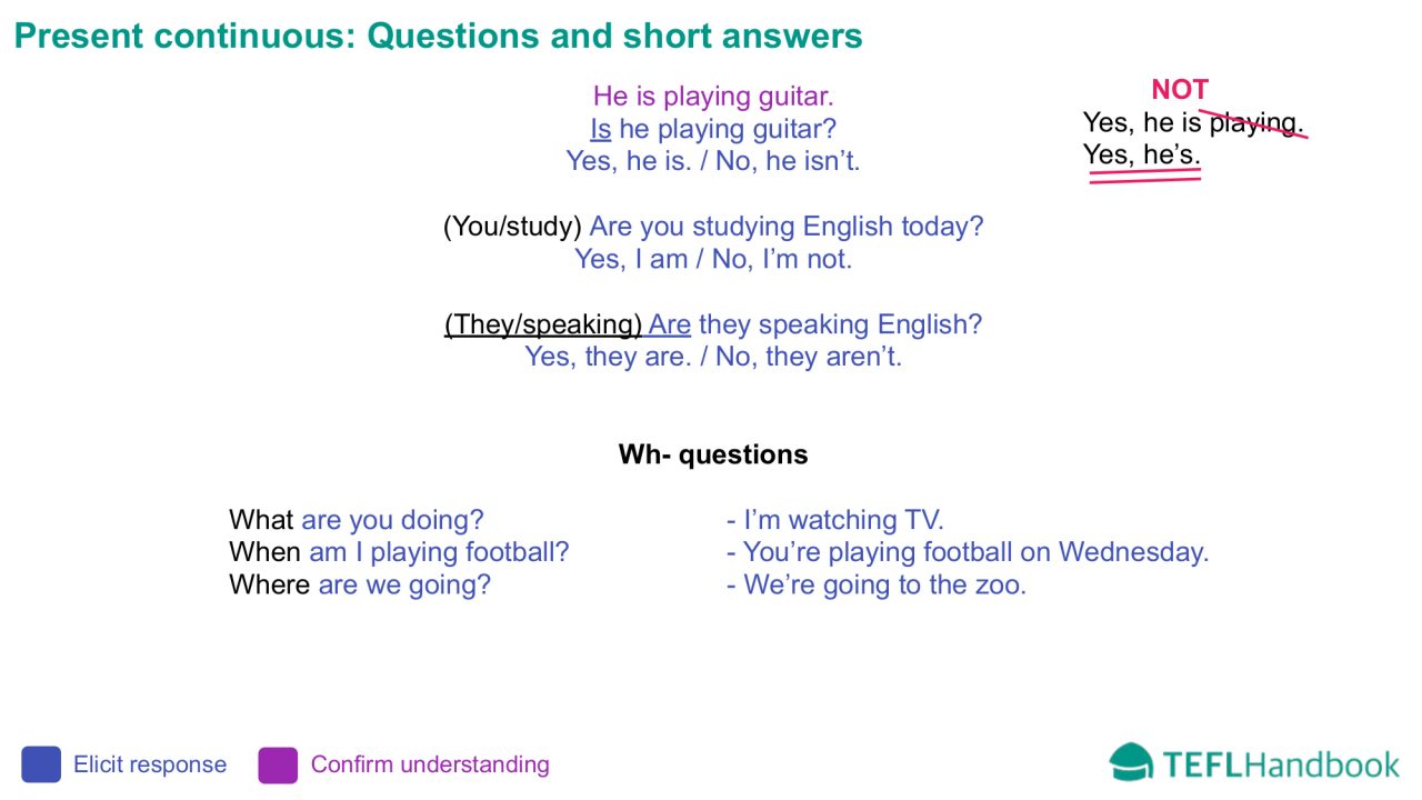 Present continuous: Questions